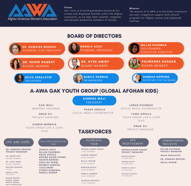 ORGANIZATIONAL CHART | Afghan-American Women's Association